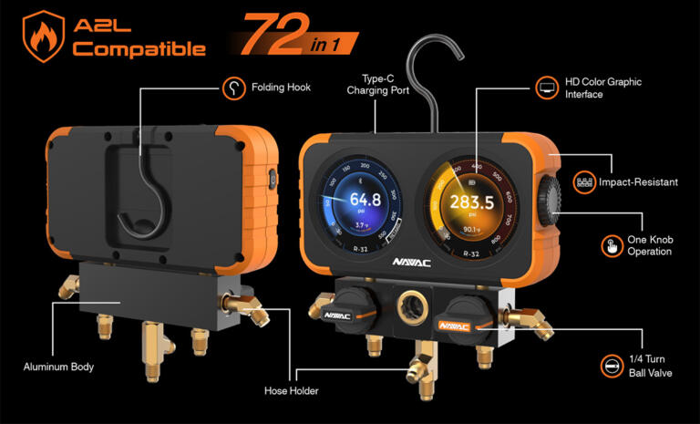Flex-X Manifold Gauge w/ HD Color Graphic Interface N2DX - NAVAC