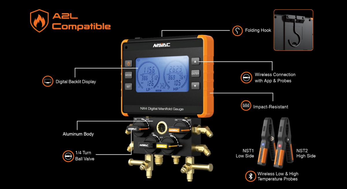 NEXUS™ Digital Manifold Gauge NX4/NX4V - NAVAC