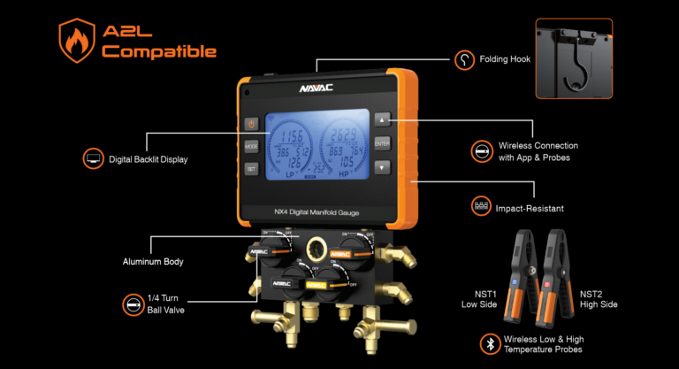 NEXUS™ Digital Manifold Gauge NX4/NX4V - NAVAC